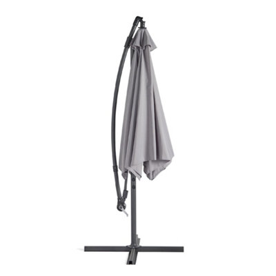 VonHaus 3M Parasol with Weatherproof Weight Bag & Cover, Grey
