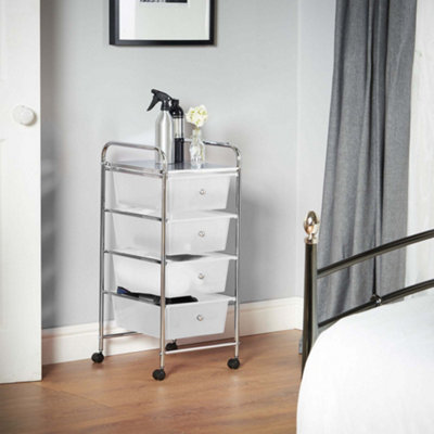 VonHaus 4 Drawer Storage Trolley, Black Wheeled Trolley with Plastic ...