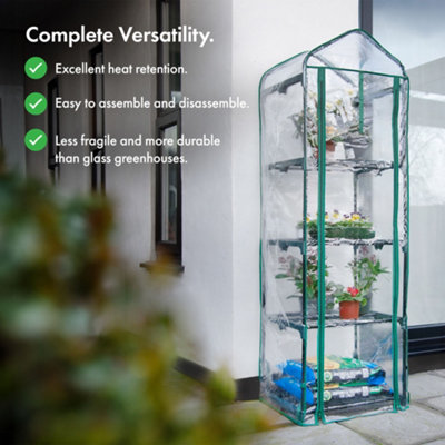 VonHaus 4 Tier Mini Plastic PVC Greenhouse, Small Plant House/Grow ...