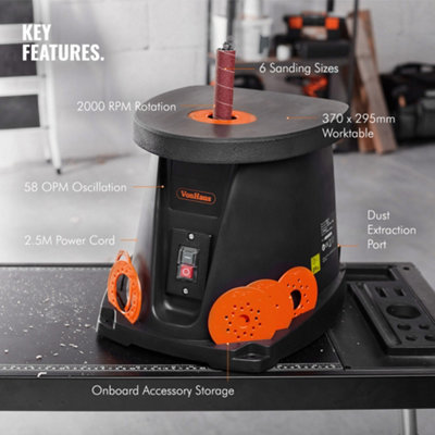 VonHaus 450W Oscillating Bobbin Spindle Sander Woodwork Carpentry Sanding Machine Cast Iron Table Dust Extraction 6