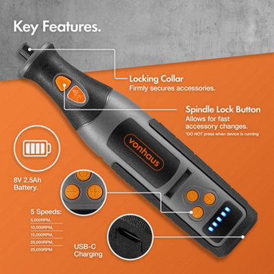 VonHaus 5 Speed Varaible Control Rotary Tool