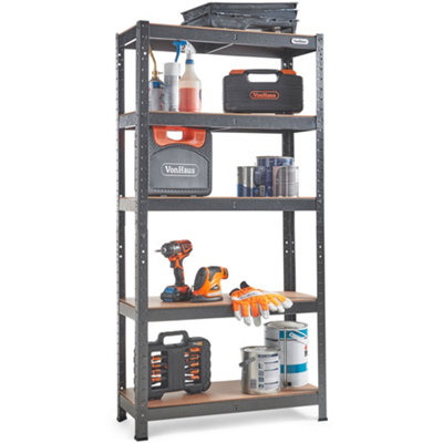 VonHaus 5-Tier Garage Shelves, Heavy Duty Racking with 875kg Capacity ...