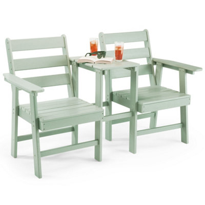 VonHaus Adirondack Love Seat 2 Seater, Sage Green Jack & Jill Patio Set ...