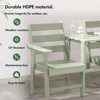 VonHaus Adirondack Love Seat 2 Seater, Sage Green Jack & Jill Patio Set ...