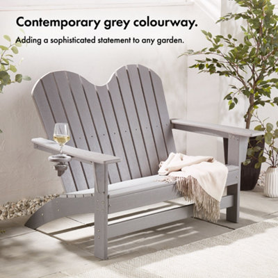 VonHaus Adirondack Love Seat, Waterproof HDPE 2 Seater Loveseat Patio ...
