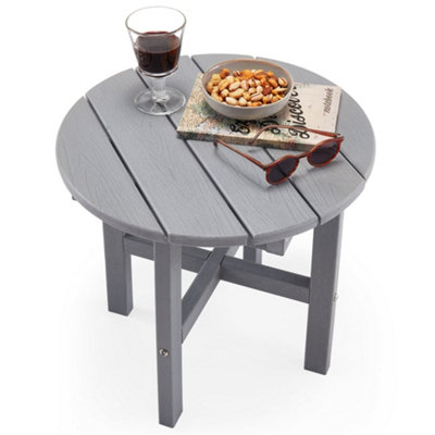 VonHaus Adirondack Round Side Table for Garden, Portable Grey Circular ...