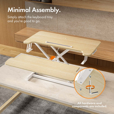 VonHaus Adjustable Bamboo Standing Desk Converter - 2 Tier Sit Stand ...