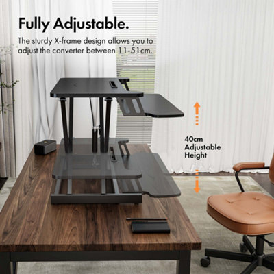 VonHaus Adjustable Black Standing Desk Converter - 2 Tier Sit Stand ...
