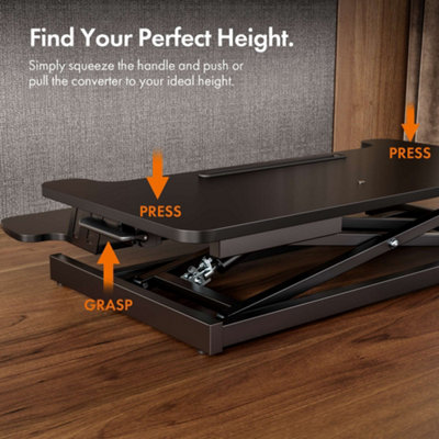 VonHaus Adjustable Black Standing Desk Converter - 2 Tier Sit Stand ...