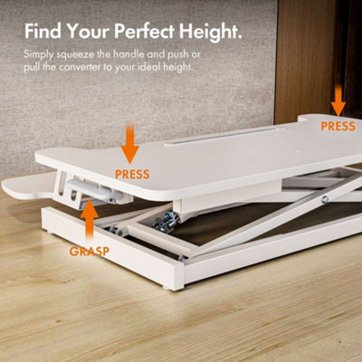VonHaus Adjustable White Standing Desk Converter - 2 Tier Sit Stand ...