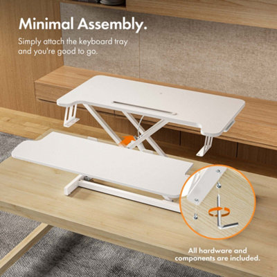 VonHaus Adjustable White Standing Desk Converter - 2 Tier Sit Stand ...