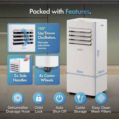 VonHaus Air Conditioning Unit 9000 BTU, Portable Air Conditioner ...