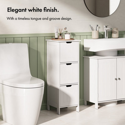 VonHaus Bathroom Drawers - White 3 Drawer Bathroom Unit - Shaker Style ...