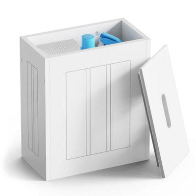 VonHaus Bathroom Storage Box, White Bathroom Box w/ Lid, Toilet Roll ...