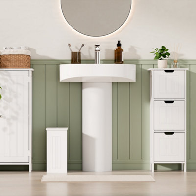VonHaus Bathroom Storage Box, White Bathroom Box w/ Lid, Toilet Roll ...