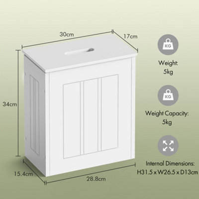 VonHaus Bathroom Storage Box, White Bathroom Box w/ Lid, Toilet Roll ...
