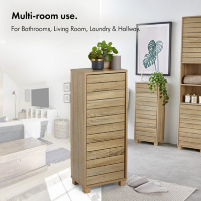 VonHaus Bathroom Storage Cabinet, Oak Wood Effect Bathroom Floor ...