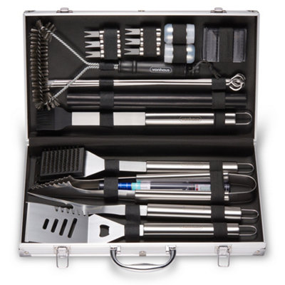 VonHaus BBQ Tool Set with Case, 25Pc BBQ Accessories Kit w/ Thermometer ...