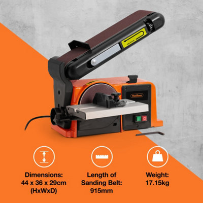 VonHaus Benchtop Belt & Disc Sander, 100mm x 915mm, Cast Iron Base ...