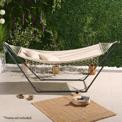 VONHAUS BOHO FRINGE HAMMOCK, BEIGE HAMMOCK WITH WOVEN FRINGE DETAILING ...