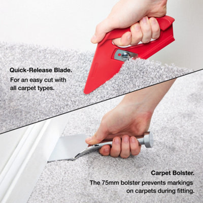 VonHaus Carpet Stretcher, Carpet Fitting Kit with Cutter & Steel Bolster
