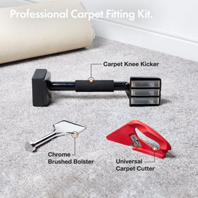 VonHaus Carpet Stretcher, Carpet Fitting Kit with Cutter & Steel Bolster