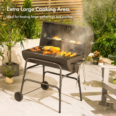 VonHaus Charcoal BBQ, XL Portable Barrel Barbecue, 2 in 1 Barbeque and ...