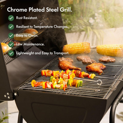 VonHaus Charcoal BBQ, XL Portable Barrel Barbecue, 2 in 1 Barbeque and ...