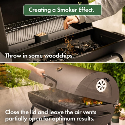 VonHaus Charcoal BBQ, XL Portable Barrel Barbecue, 2 in 1 Barbeque and ...