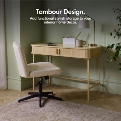 VonHaus Computer Desk for Home Office, Tambour PC Desk with Sliding ...