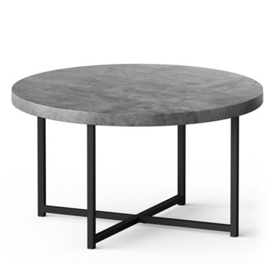 VonHaus Concrete Look Round Coffee Table Grey, Lightweight Centre Table ...