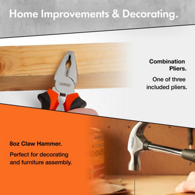 VonHaus Cordless Hand Drill and Household Tool Kit - 94pc Tool Kit for ...