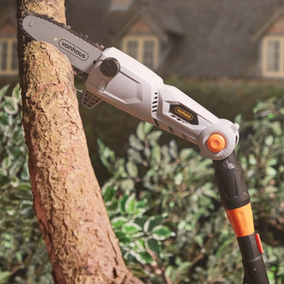 VonHaus Cordless Pole Chainsaw 40V Handheld Electric Chainsaw w Battery Charger Harness Telescopic Foam Grip Rotary