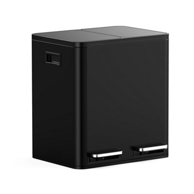 VONHAUS CREAM 30L WASTE & RECYCLING KITCHEN BIN, 2 X 15L BLACK ...