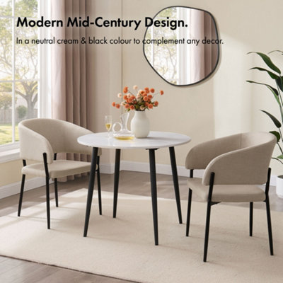 Vonhaus Dining Chairs Set of 6, Upholstered Cream Kitchen Chairs with ...