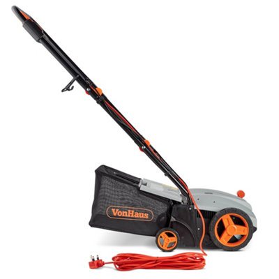 VonHaus Electric Garden Rake 1300W Lawn Raker with 28L Collection Box 10m Cable Removes Moss from All Grass Areas