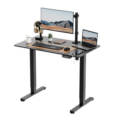 VonHaus Electric Standing Desk Height Adjustable Sit Stand Desk w USB C Charging Cable Management Black Desktop Frame