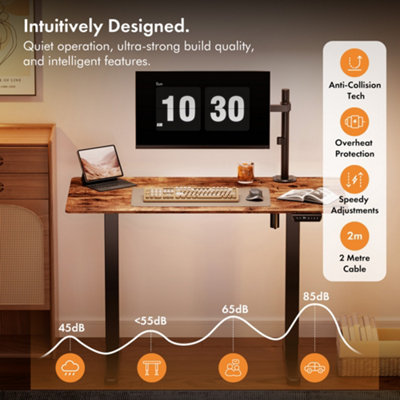 VonHaus Electric Standing Desk Height Adjustable Sit Stand Desk w USB C Charging Cable Management