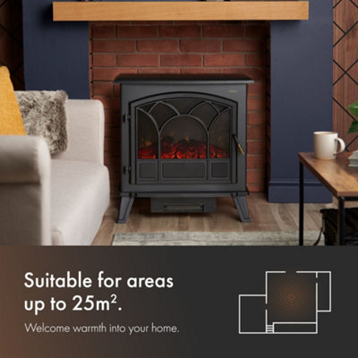 VonHaus Electric Stove Heater 1850W, Electric Fireplace, Indoor Log ...