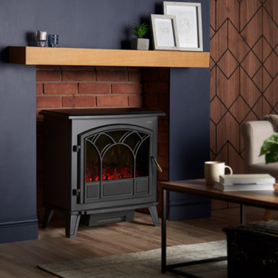 VonHaus Electric Stove Heater 1850W, Electric Fireplace, Indoor Log ...