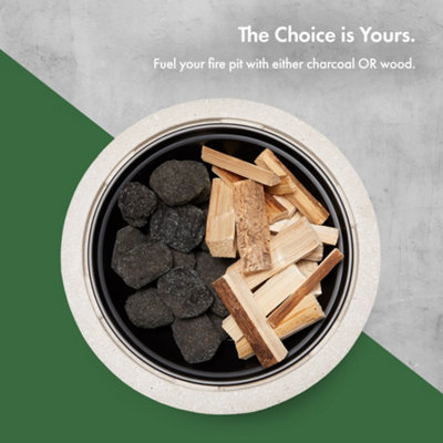 VonHaus Fire Pit, 2 in 1 Firepit with BBQ Cooking Grill for Outdoor ...