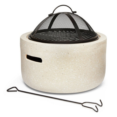 VonHaus Fire Pit, 2 in 1 Firepit with BBQ Cooking Grill for Outdoor ...