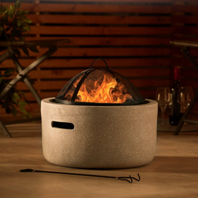 VonHaus Fire Pit, 2 in 1 Firepit with BBQ Cooking Grill for Outdoor ...