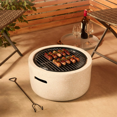 VonHaus Fire Pit, 2 in 1 Firepit with BBQ Cooking Grill for Outdoor ...