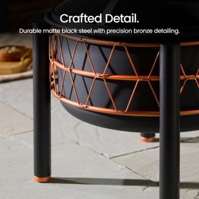 VonHaus Fire Pit, 2 in 1 Firepit with BBQ Cooking Grill for Outdoor ...