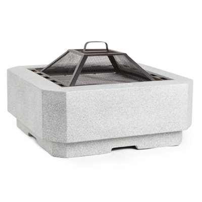 VonHaus Fire Pit, Chamfered Edge Firepit with BBQ Grill Function, Poker ...