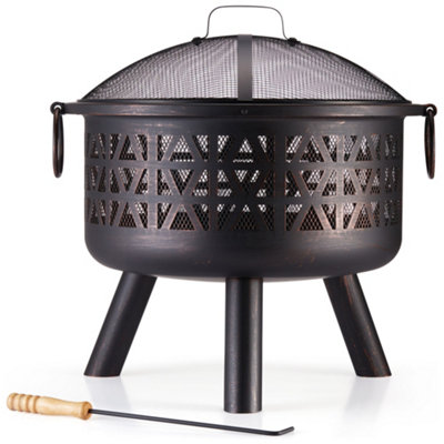 VonHaus Fire Pit, Firepit for Outdoor, Garden, Patio, Portable ...