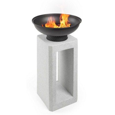VonHaus Fire Pit Plinth, Firepit Bowl with Integrated Log Store & Grill ...