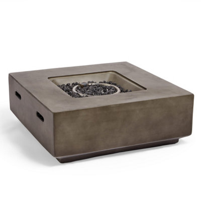 VonHaus Fire Pit, Square MgO Gas Firepit with Cover, Regulator, Hose ...