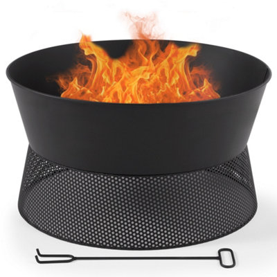 VonHaus Fire Pit with Mesh Detail, Portable Firepit for Outdoor Heating ...